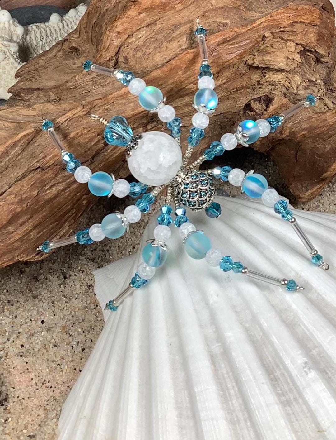 Quartz Beaded Spider Ornament: Mermaid Scales Christmas Decor - Etsy
