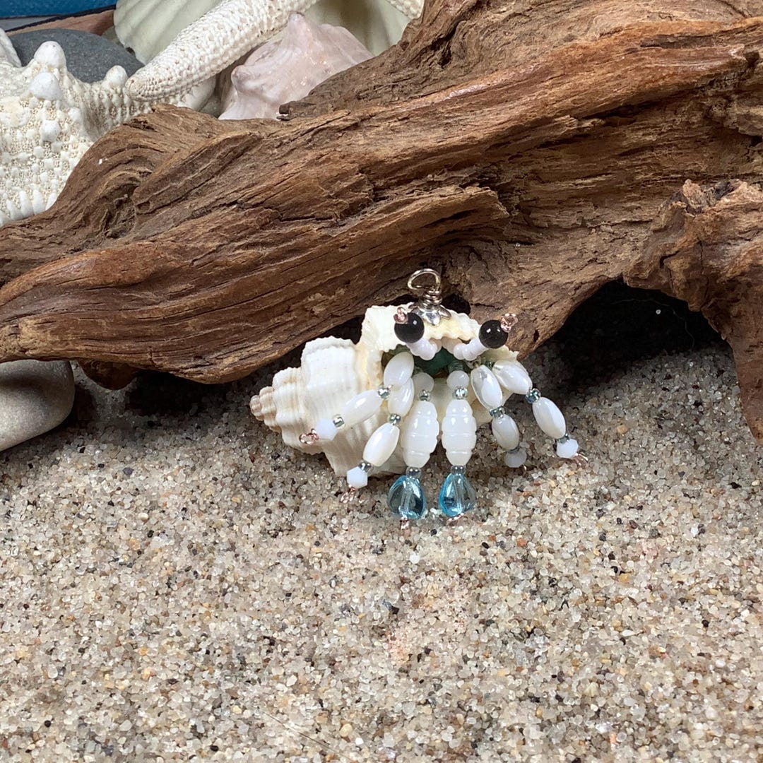Beaded Hermit Crab Ornament: Real Shell, Czech Glass Beads - Etsy