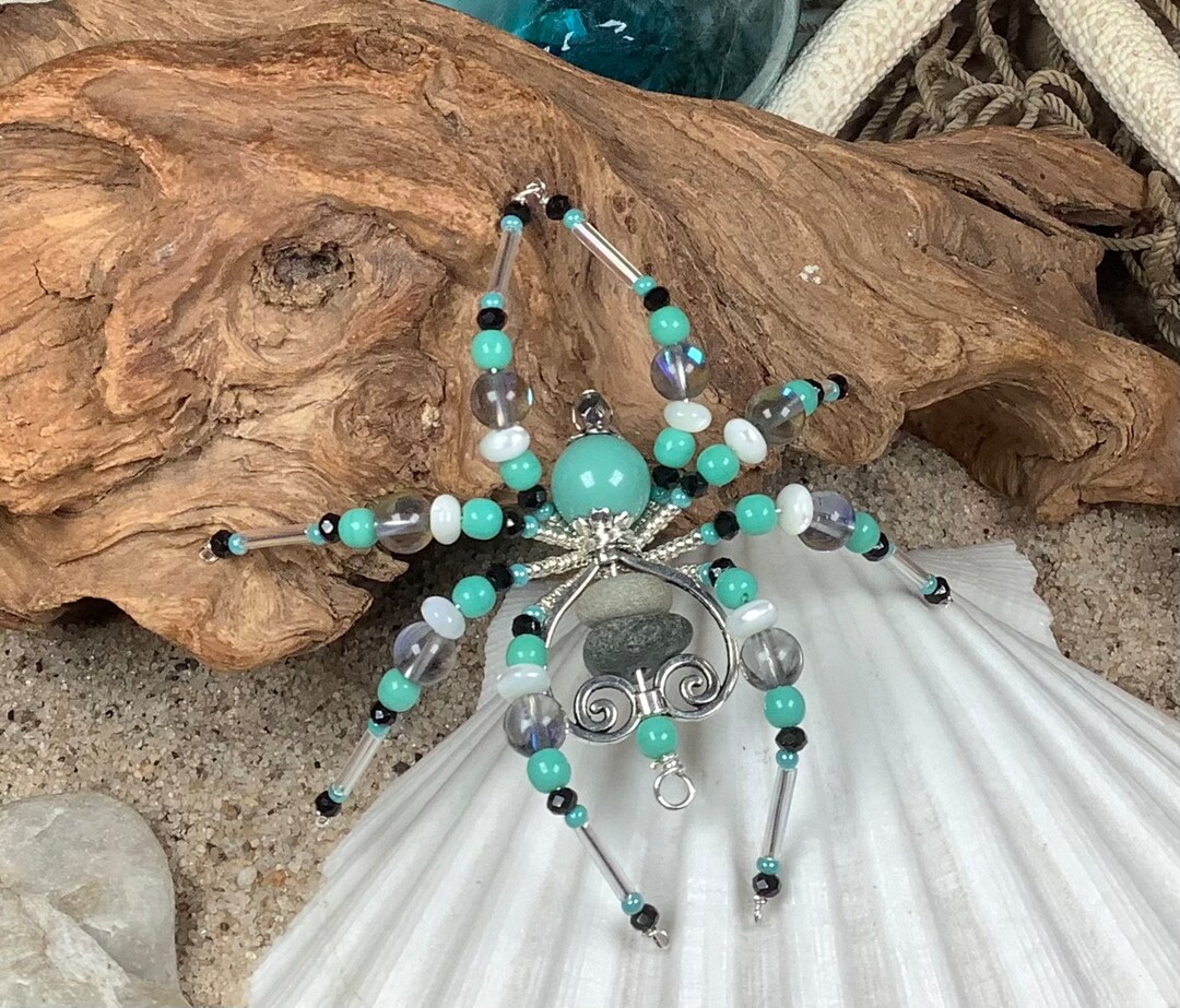 Beaded Cairn Jade Spider Cape Cod Beach Stone Surf Tumbled Christmas ...