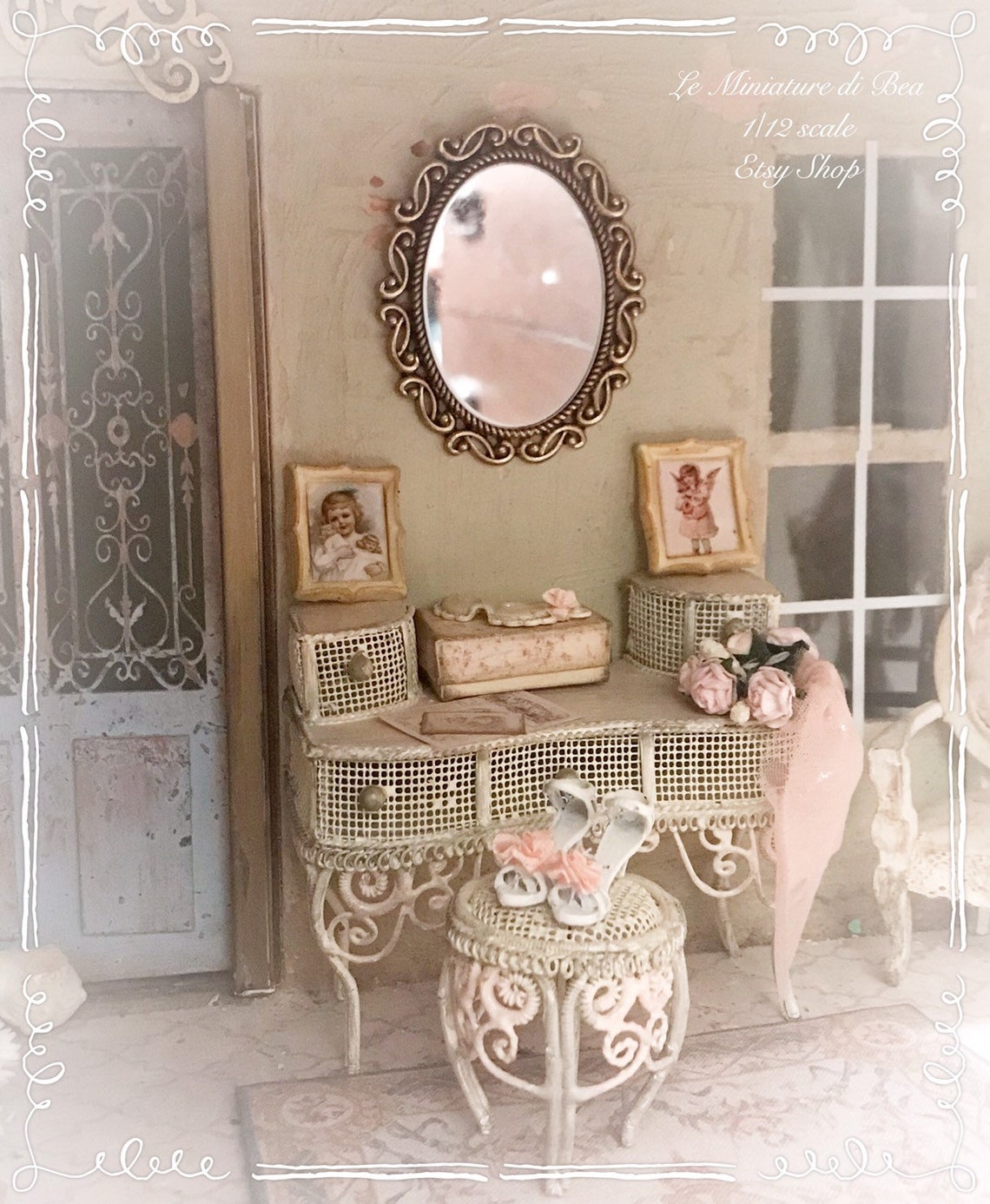 1/12 Metal Dressing Table Stool Mirror and Accessories Dolls - Etsy