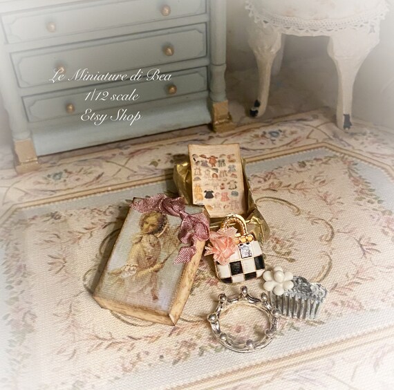 1/12 Victorian Box With Accessories Dollshouse Miniature Hand - Etsy