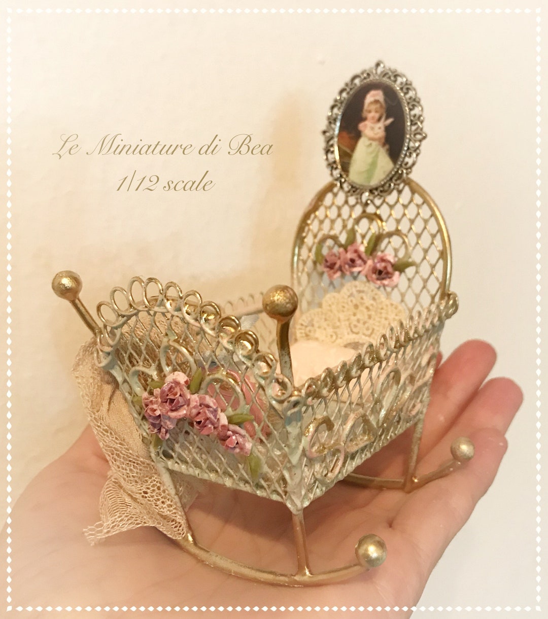 1/12 OOAK Rococo Metal Cuna Baby Dollshouse Miniaturas Hechas - Etsy