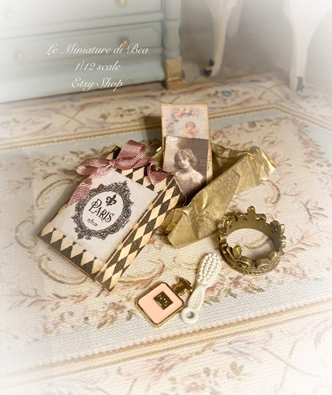 1/12 Victorian Box With Accessories Dollshouse Miniature Hand - Etsy