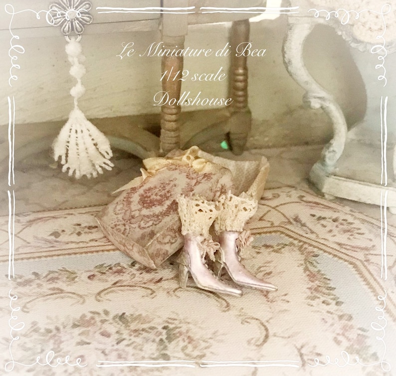 1/12 victorian style box with lady pink boots with lace hand | Etsy
