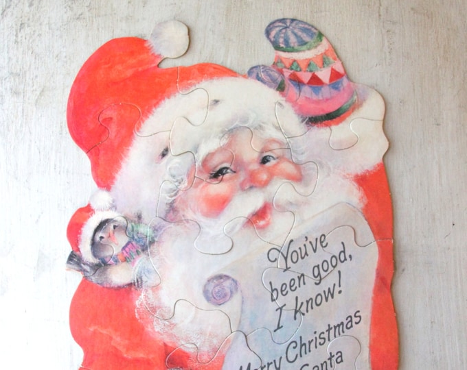 Santa Claus Greeting Card Puzzle Hallmark Cards Inc. Holiday - Etsy