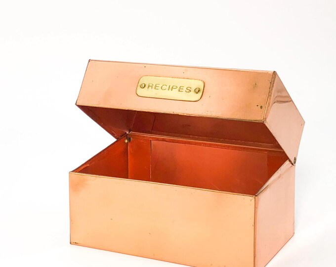Vintage Copper Box Recipe Container Card File Box Kitchen Decor 1970s ...