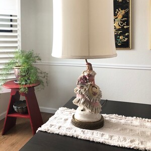 Antique Porcelain Victorian Lady Lamp Dress Lady Figure Lamp Shade ...