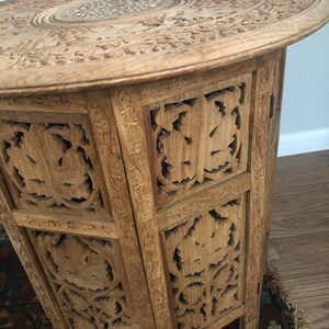Carved Wood Six Sided Table Boho Decor Table Indian Folding Table ...