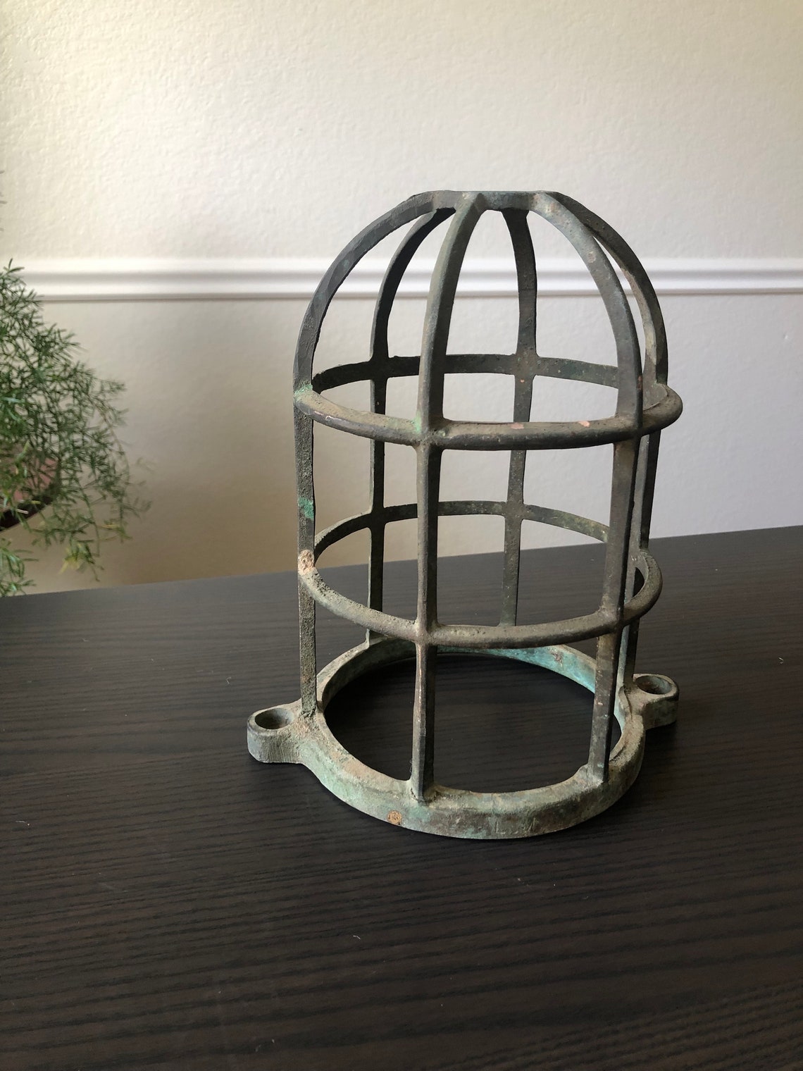 Metal Light Cover Antique Cage Industrial Lighting Steel Decor Patina ...