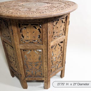 Carved Wood Six Sided Table Boho Decor Table Indian Folding Table ...