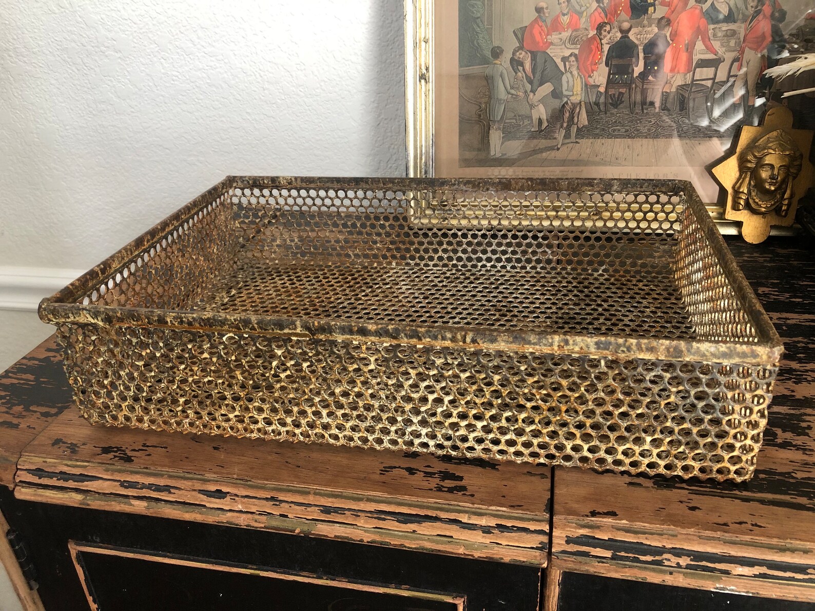 Metal Desk Organizer Tray Basket Decoration Tray Decorative Serving ...