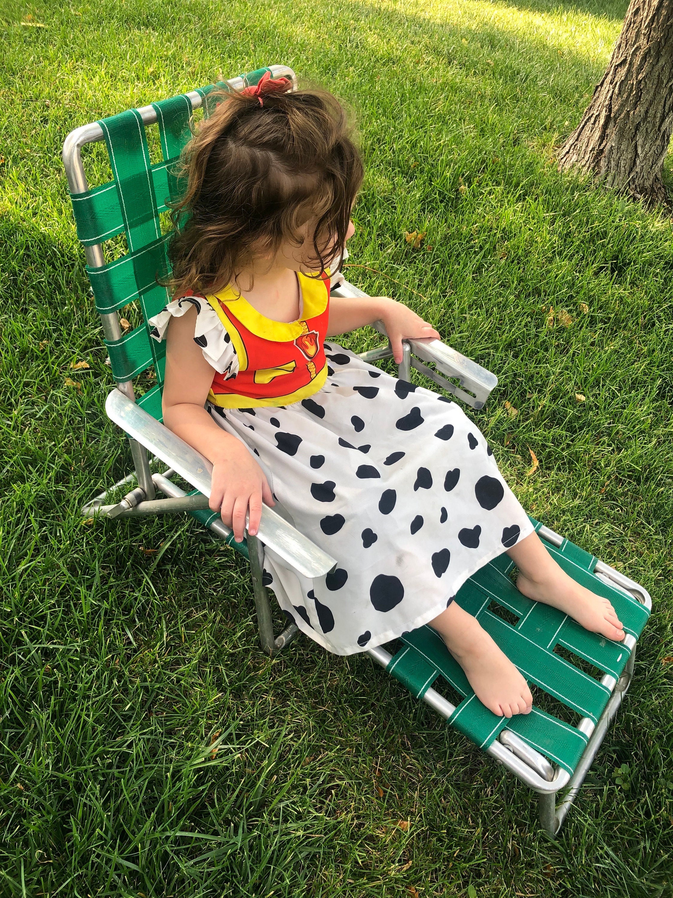 Mid Century Children s Aluminum Lawn Chair Kid Beach Chair Backyard Kid Party Chair Folding Patio Chair Photo Prop Poolside Lounger Etsy