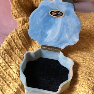 Blue Salloped Incolay Stone Box Intricate Angels Pattern Cherubs ...