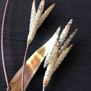 Midcentury Modern Brass Wheat Sculpture Wall Hanging Art MCM Gold and ...