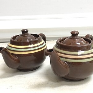Vintage Ridgway Brown Stripe Old English Redware Teapot, Set of Two ...