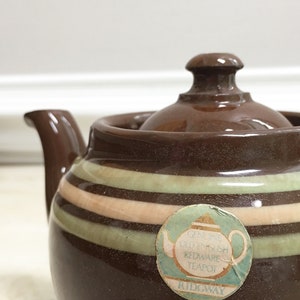 Vintage Ridgway Brown Stripe Old English Redware Teapot Set of Two Cafe ...