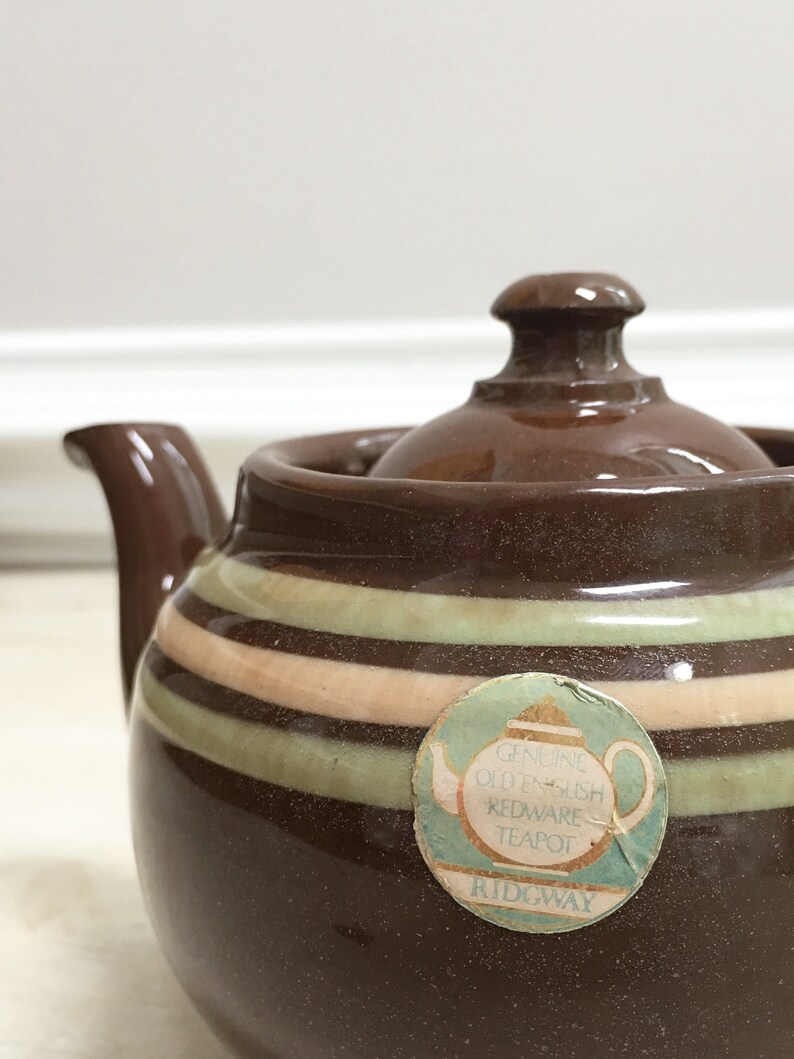 Vintage Ridgway Brown Stripe Old English Redware Teapot Set | Etsy