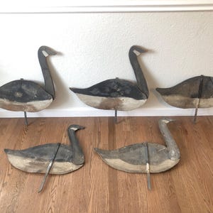Handmade Wooden Geese Yard Art Decor Bird Statue Duck Decoy Hand Carved ...