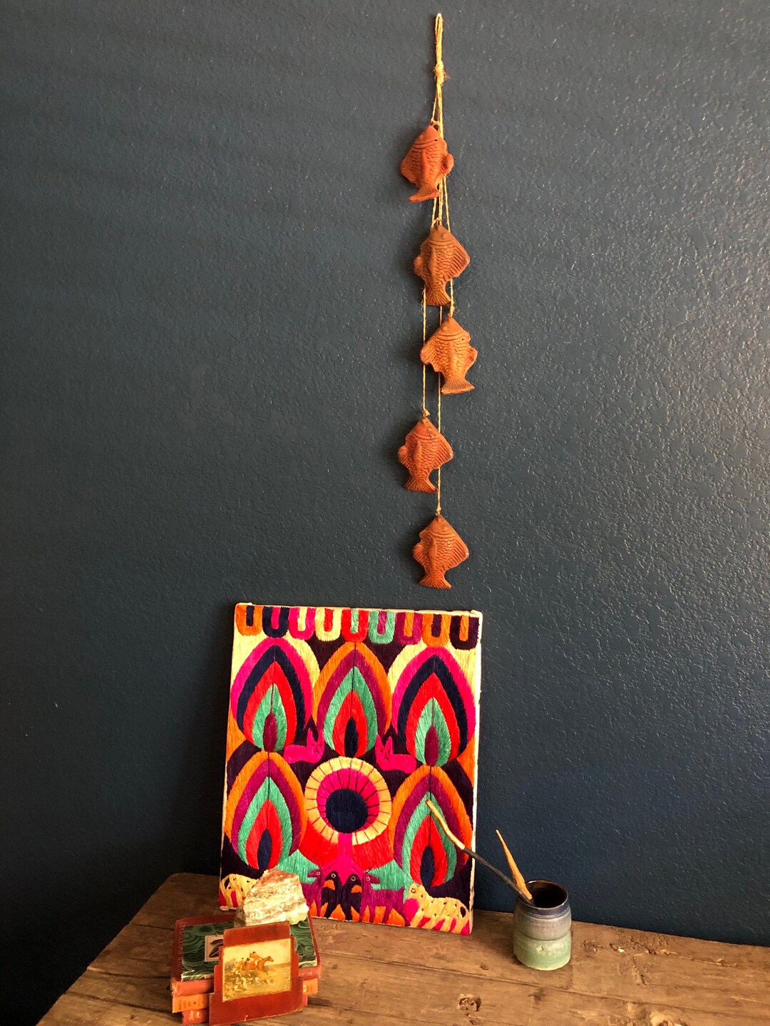Vintage Mexican Terra Cotta Hanging Fish Sculpture Terra Cotta Wind ...