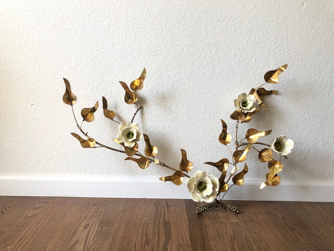 Wall Sculpture 1970's Winifred Cole of California White Flowers and ...