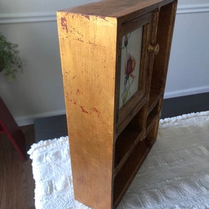 Wooden Gold Painted Shelf With Floral Tile Hand Painted Shelf Jewelry ...