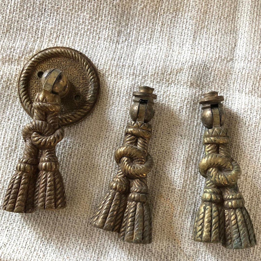 Set of Three Brass Tassel Drawer Pull Knobs From Spain Kitchen Cabinet ...