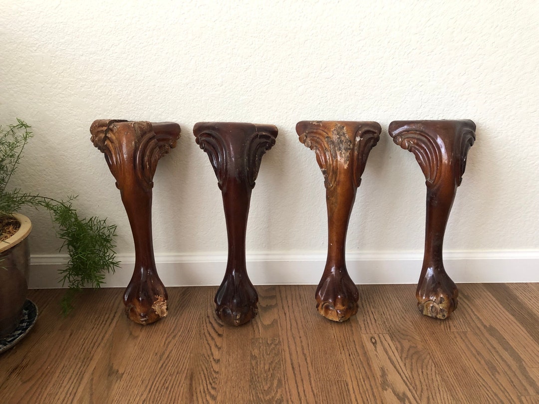 Wooden Claw-foot Table Legs, Set of 4 Wooden Legs With Chippy Finish ...