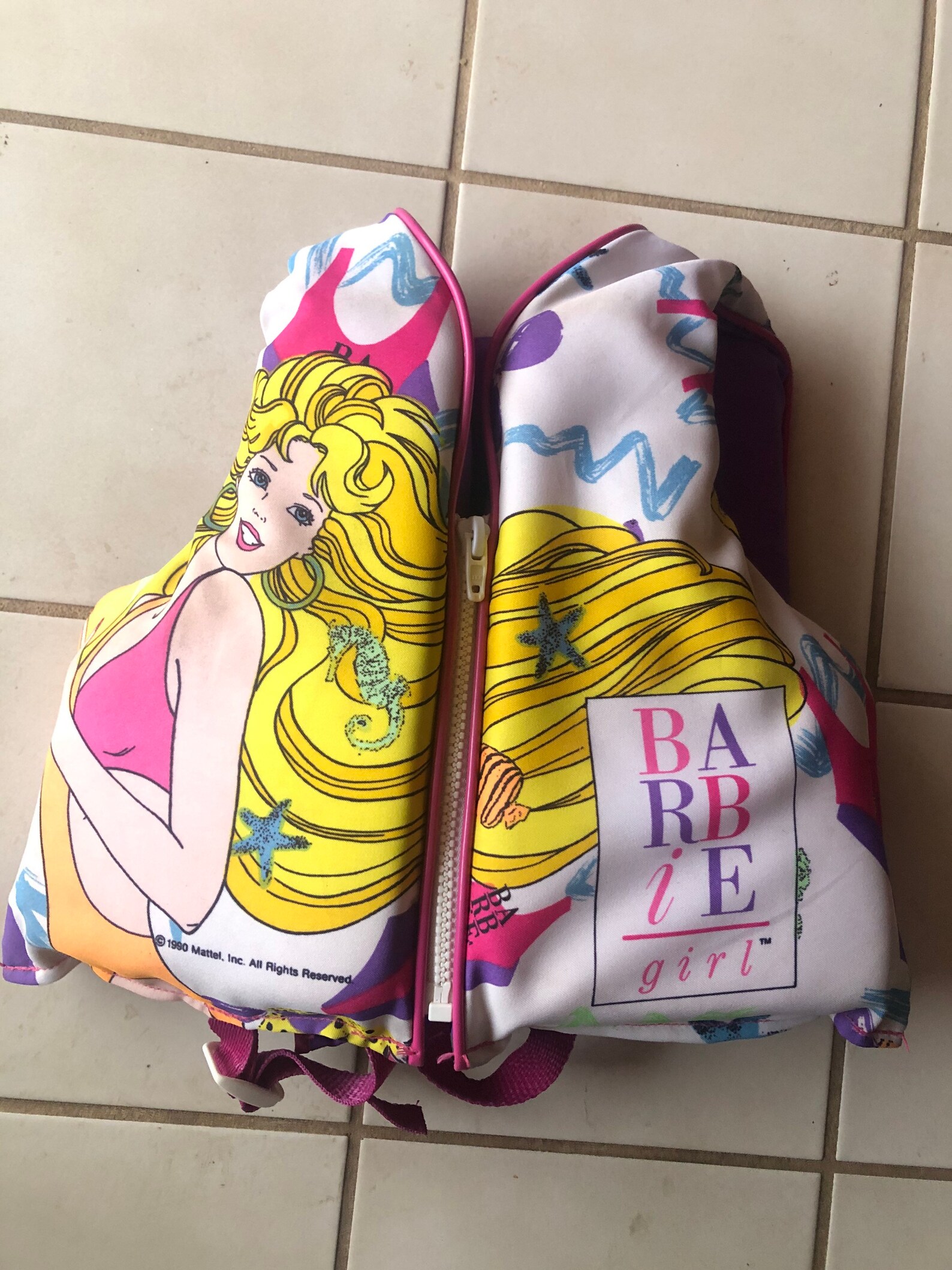 Retro 1980s Barbie Girl Life Jacket Little Girl Vintage Fun Rad Cool ...