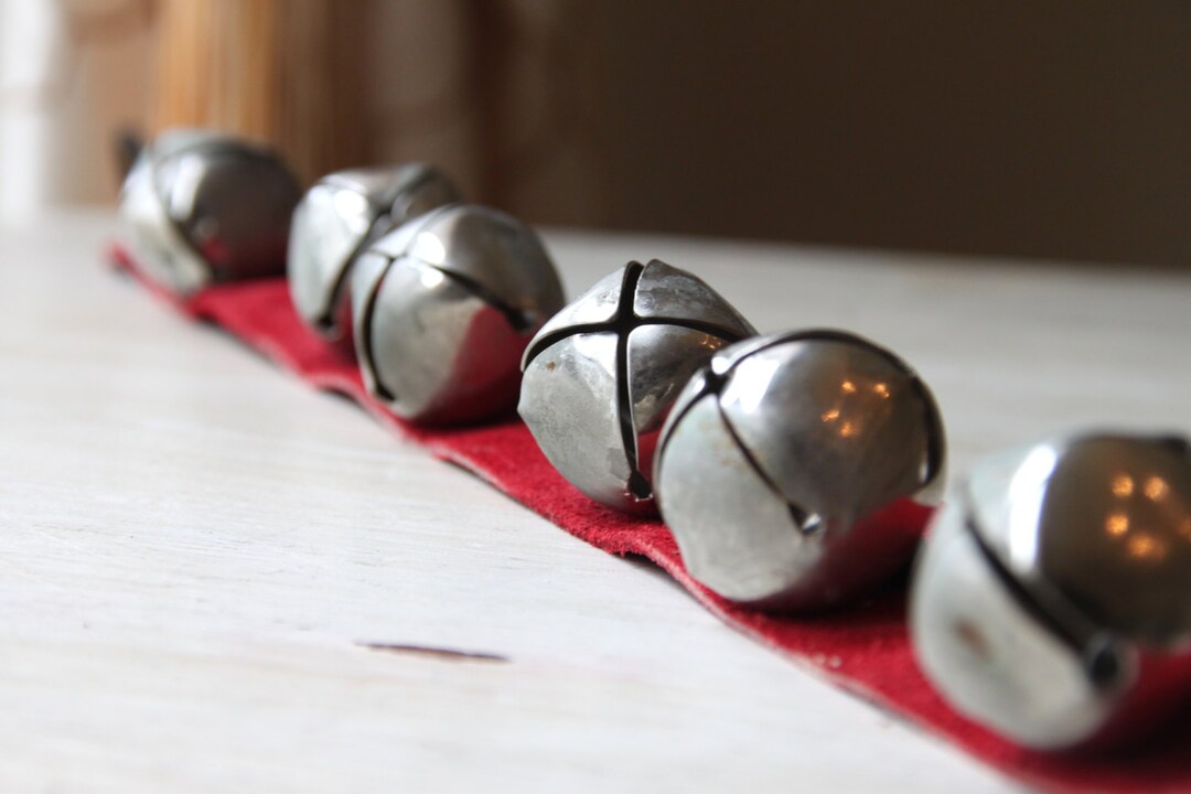 Vintage Sleigh Bells, Silver Bells, String of Six, Christmas Decor ...