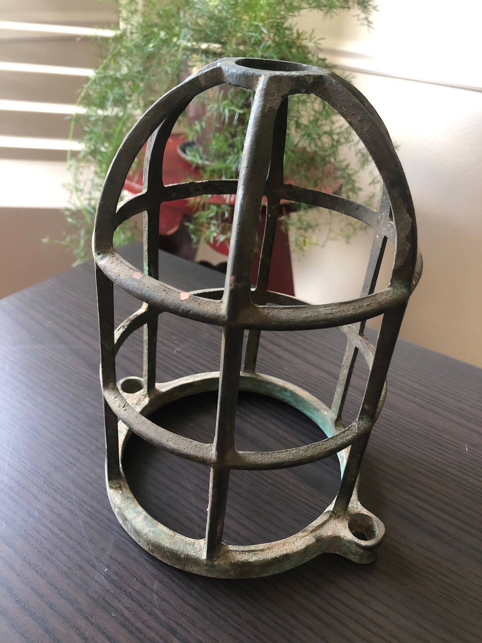 Metal Light Cover Antique Cage Industrial Lighting Steel Decor Patina ...