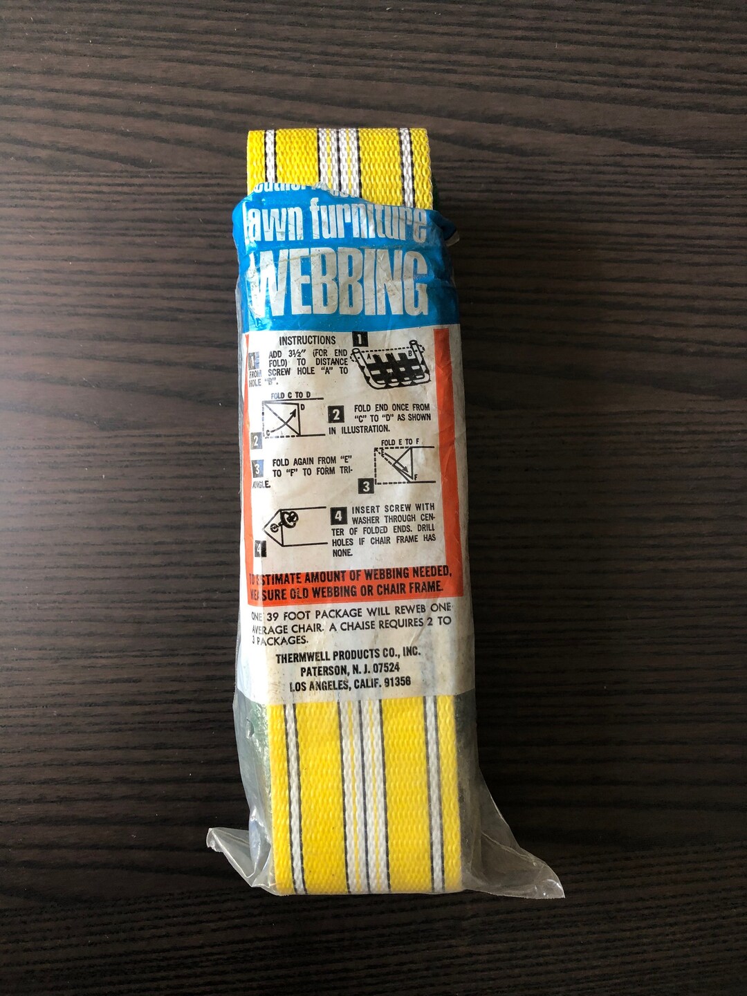 Retro Patio Chair Webbing Kit, 39-foot Roll, Yellow and White Stripes ...