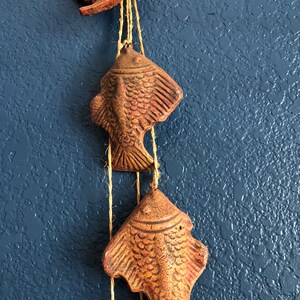 Vintage Mexican Terra Cotta Hanging Fish Sculpture Terra Cotta Wind ...