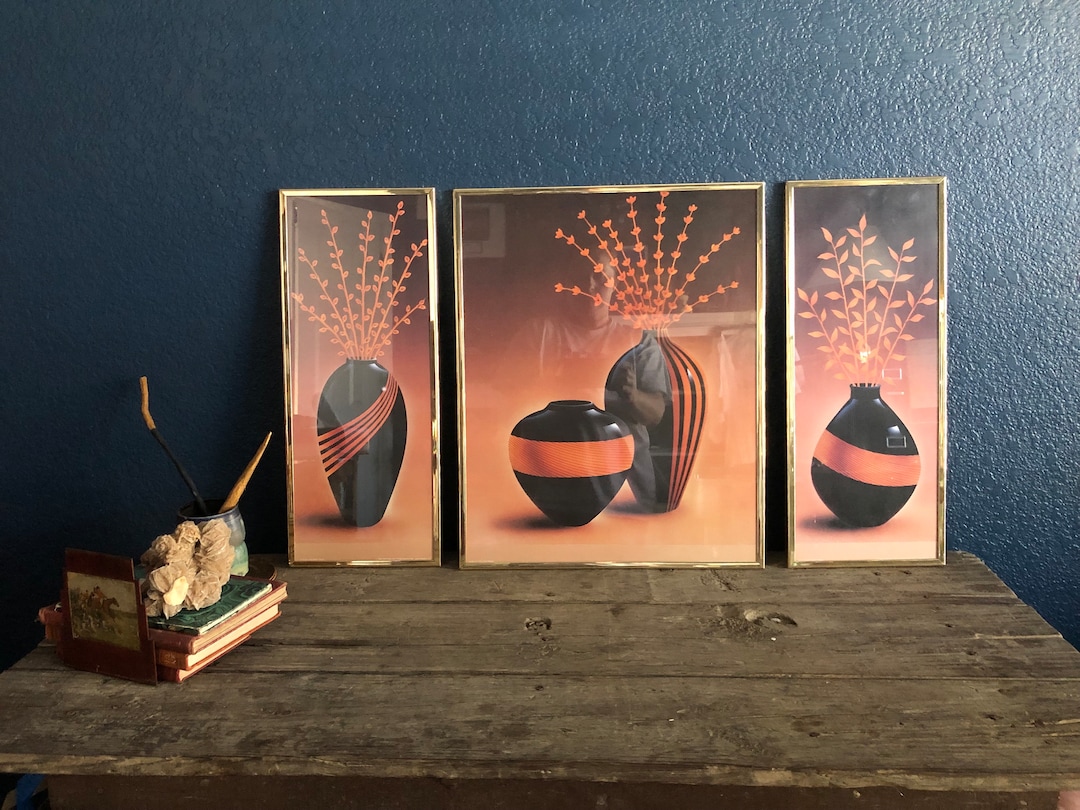 Vintage 1980s Bayside Art Publishing Framed Art Posters With Triptych ...