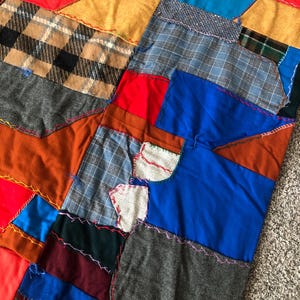 Handmade Crazy Quilt Throw Blanket – Colorful Patchwork Fabric Artlight Filler Inside Double ...