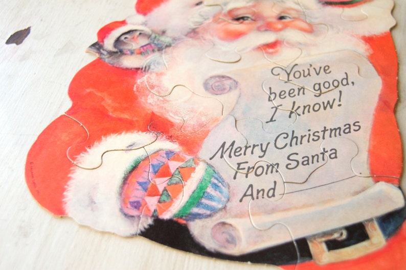 Santa Claus Greeting Card Puzzle Hallmark Cards Inc. Holiday | Etsy