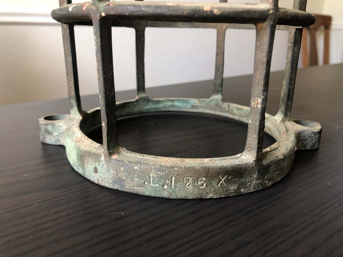 Metal Light Cover Antique Cage Industrial Lighting Steel Decor Patina ...