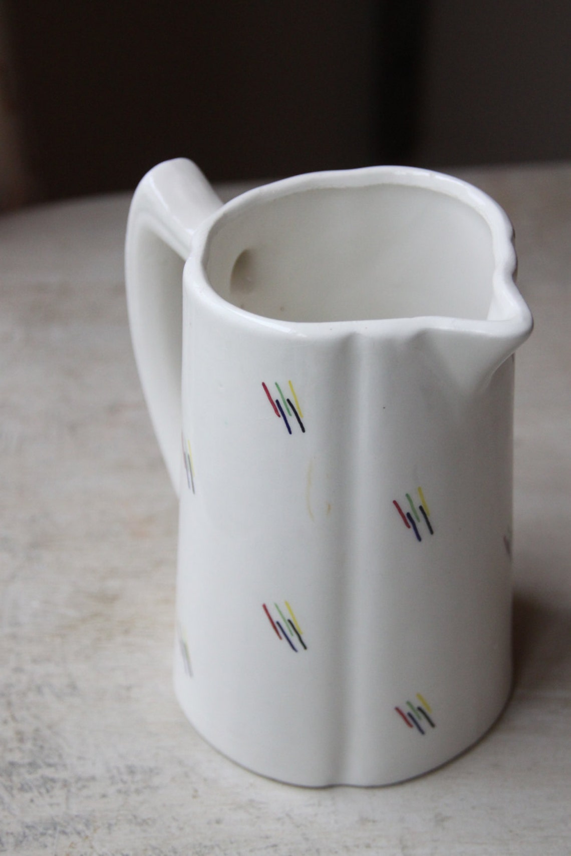Mod White Pitcher Primary Color Lines Geometric Design - Etsy