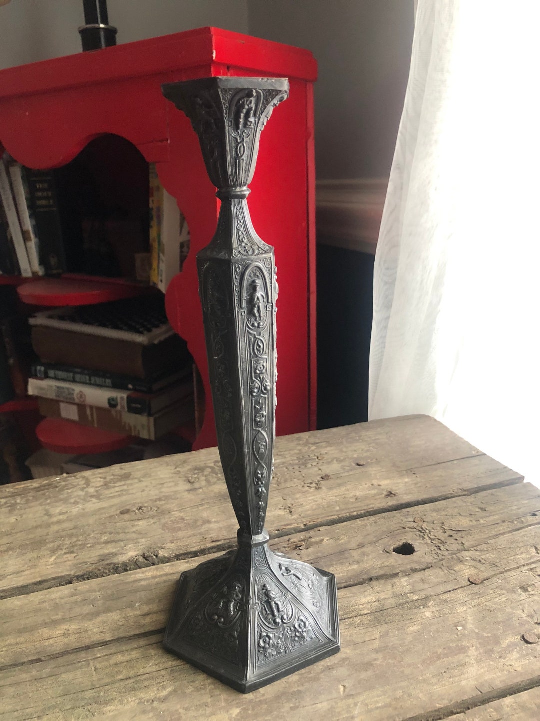 Vintage Hexagon Shaped Silverplate Candlestick Holder With Dutch ...