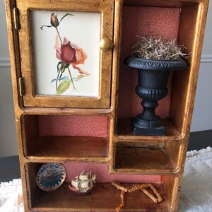 Wooden Gold Painted Shelf With Floral Tile Hand Painted Shelf Jewelry ...