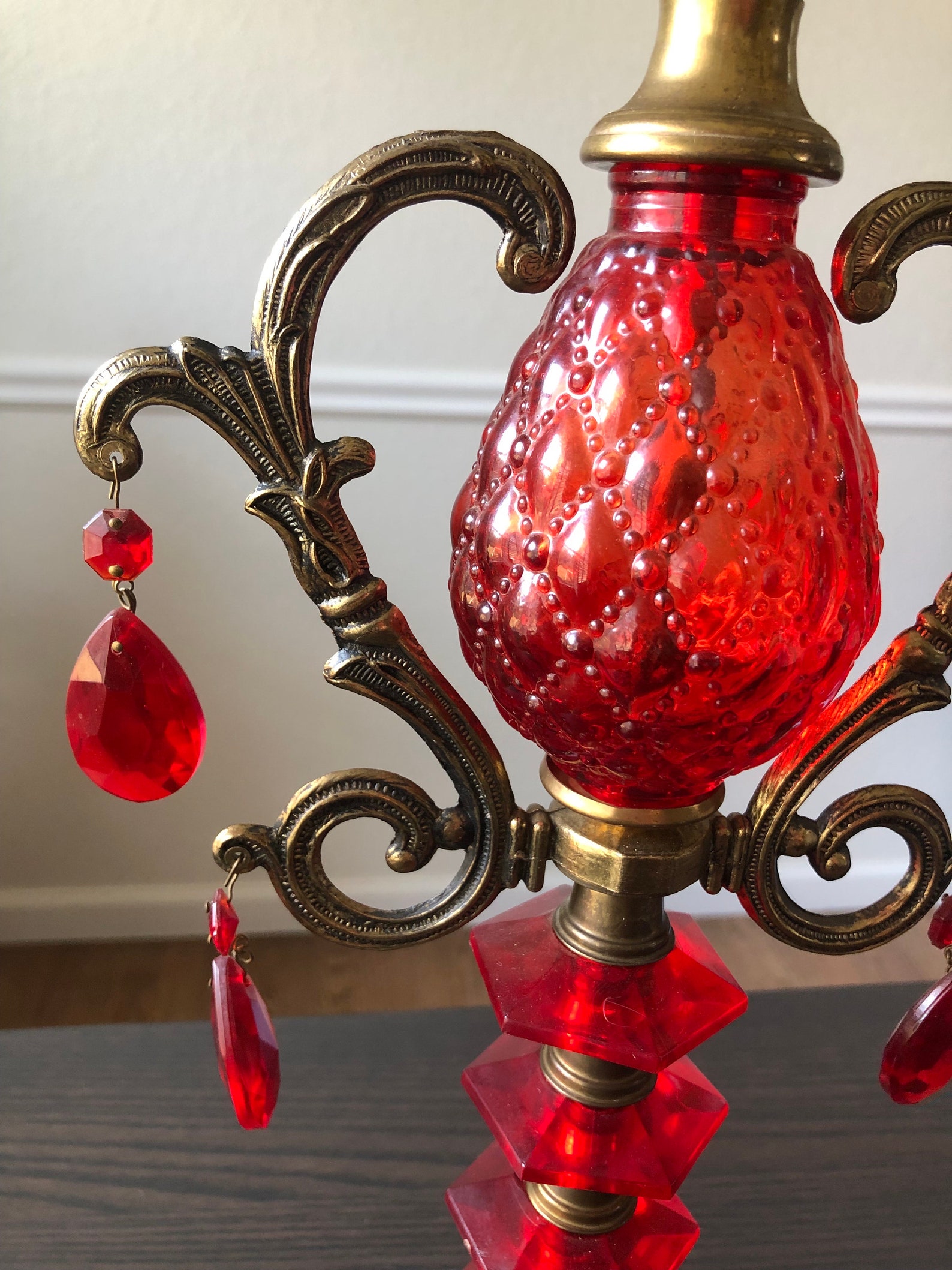 Vintage Brass Scale Red Glass Decor Red Decor Hollywood Regency Decor ...