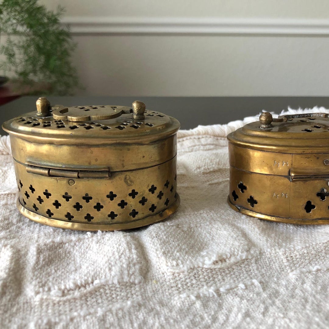 Cricket Boxes Set of Two Vintage Pierced Oval Brass Cricket Boxes Made ...