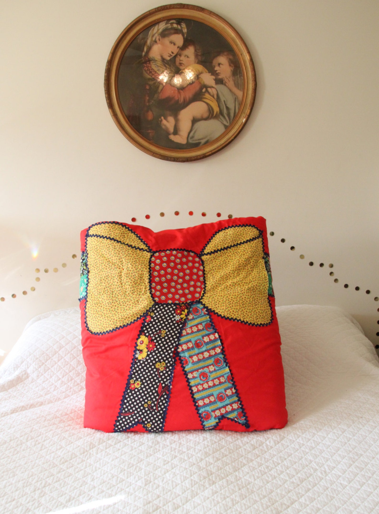 Double Sided Applique Quilt With Bow Handmade Feedsack One - Etsy