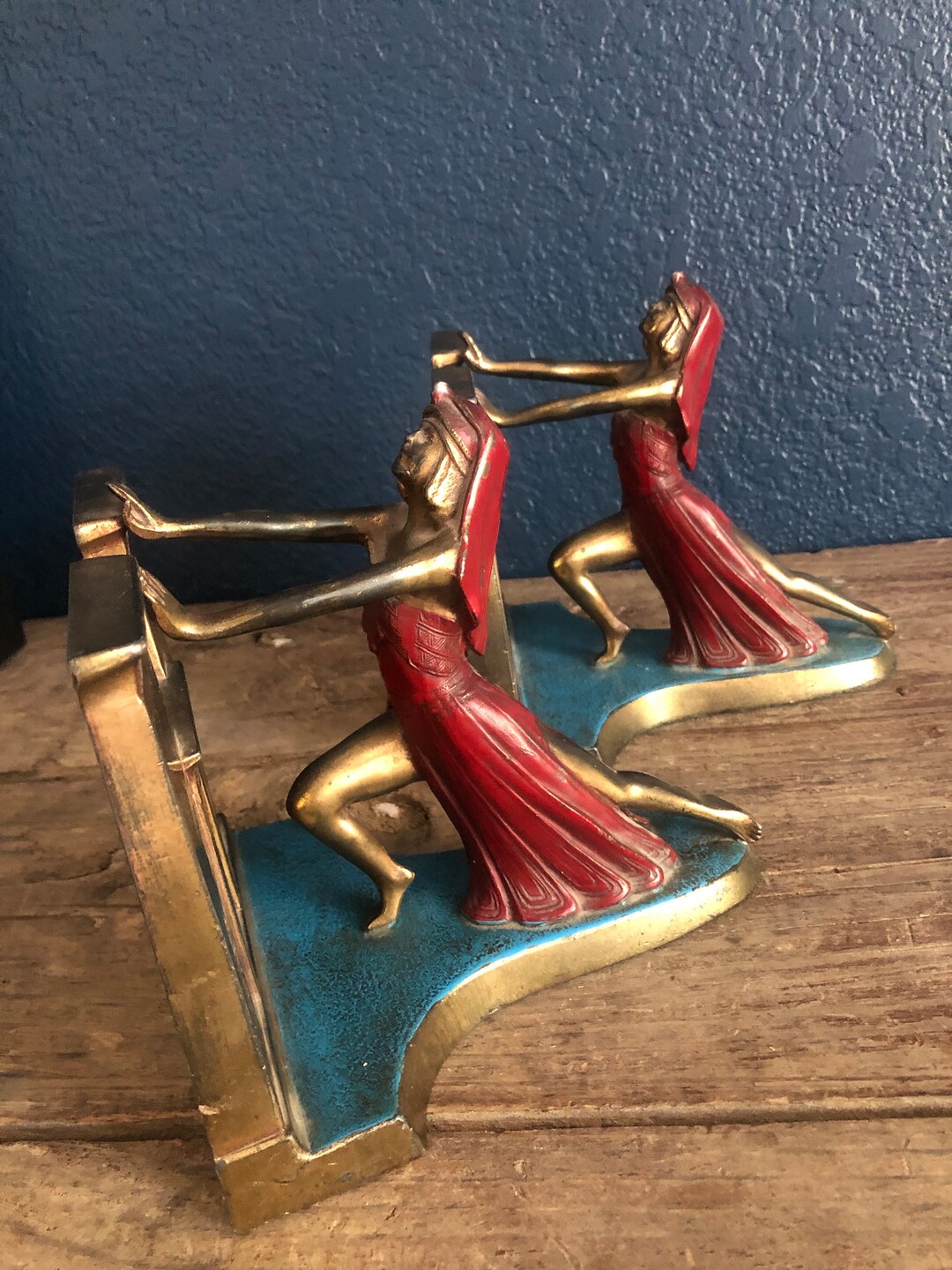 Antique 1924 Art Deco Egyptian Figural Bookends, Queen of the Nile by L ...