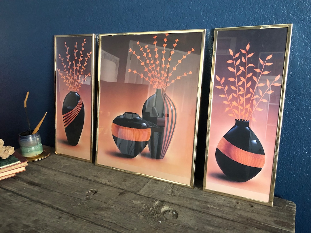 Vintage Wall Art 3 Panel 1980s Bayside Art Publishing Framed Art ...