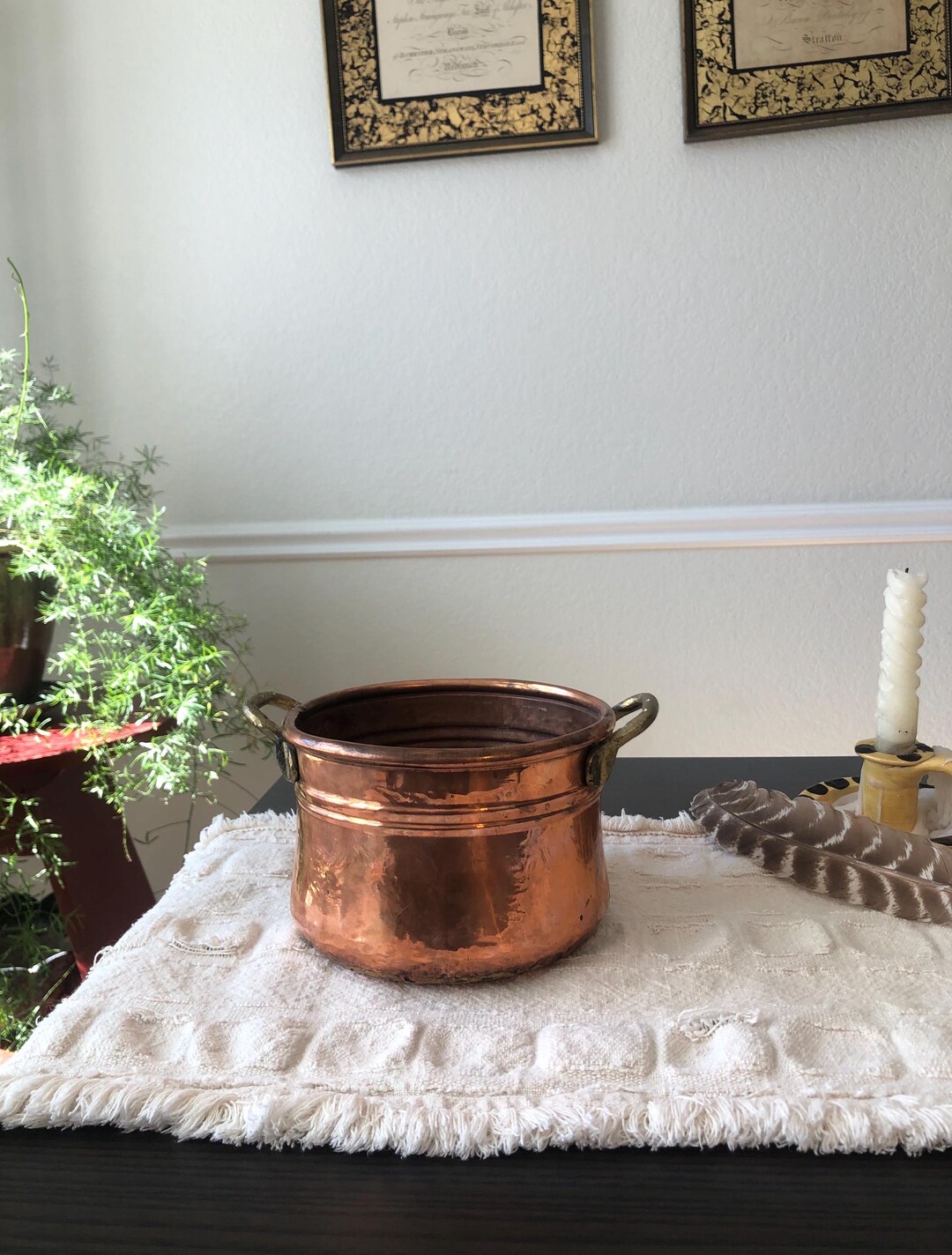 Copper Pot With Handles Vintage Copper Vessel Hammered Copper French ...