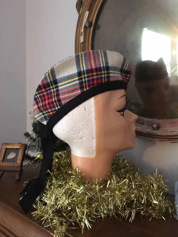 Vintage Highlander Beret - Tartan, Scottish Hat, Tam,… - Gem