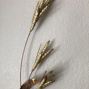Midcentury Modern Brass Wheat Sculpture Wall Hanging Art MCM Gold and ...
