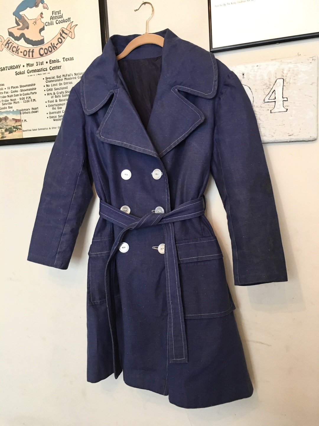 Vintage Blue Chore Jacket, Long Industrial Jacket, Industrial Workwear ...