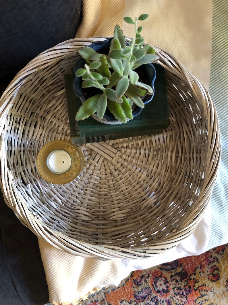 Large Round Woven Decorative Basket 19 Diameter - Etsy