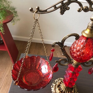 Vintage Brass Red Glass Scale Ruby Red Color Hollywood Regency Justice ...